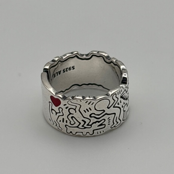 Jewelry | Silver Color Ring Size 6 Keith Haring Inspired Design | Poshmark